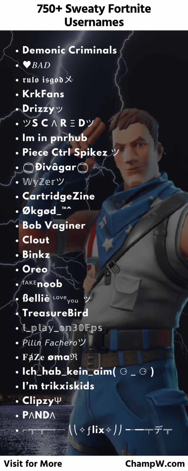 550+ Sweaty Fortnite Names Ideas That Are Not Taken