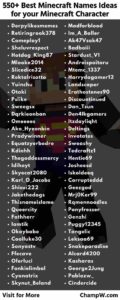 550+ Best Minecraft Names Ideas For Your Minecraft Character