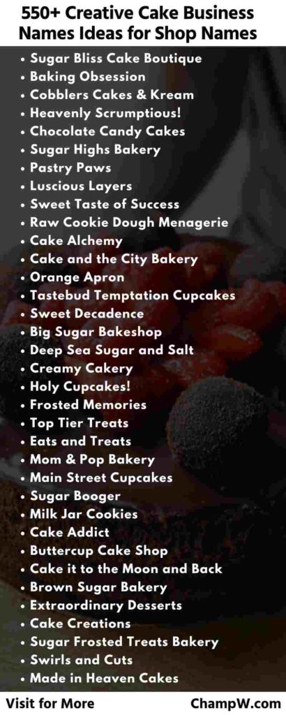 550+ Creative Cake Business Names Ideas | Cake Shop Names