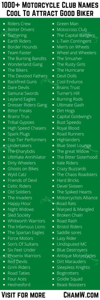 1000+ Motorcycle Club Names Cool To Attract Good Biker
